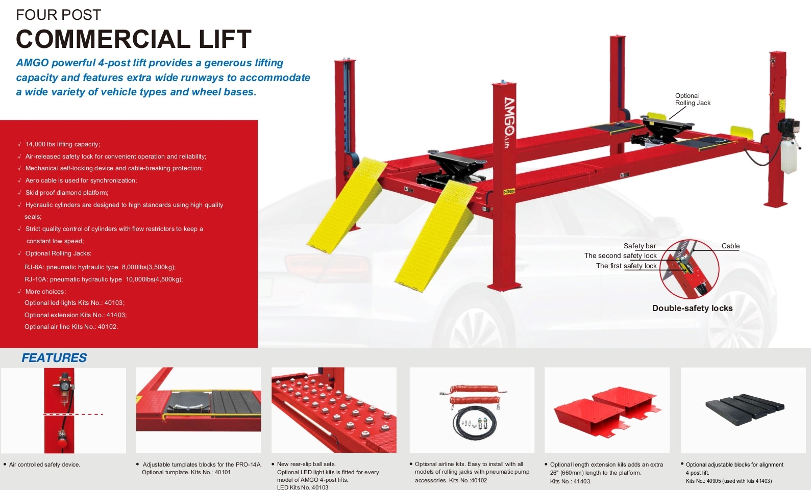 4 Post Lift 14000lb | NHProEquip.com