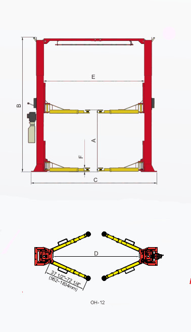 2 Post Heavy Duty Lift 12000lb OH-12 Amgo Hydraulics | NHProEquip.com